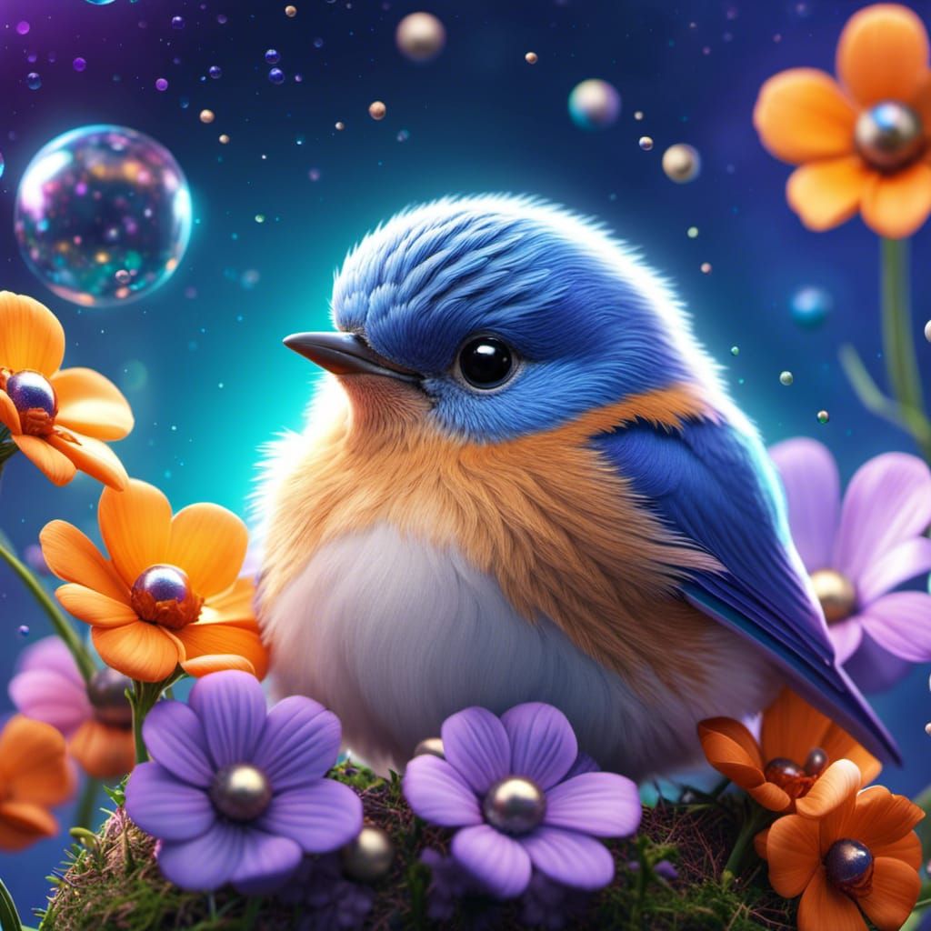 Cute Eastern Bluebird - AI Generated Artwork - NightCafe Creator