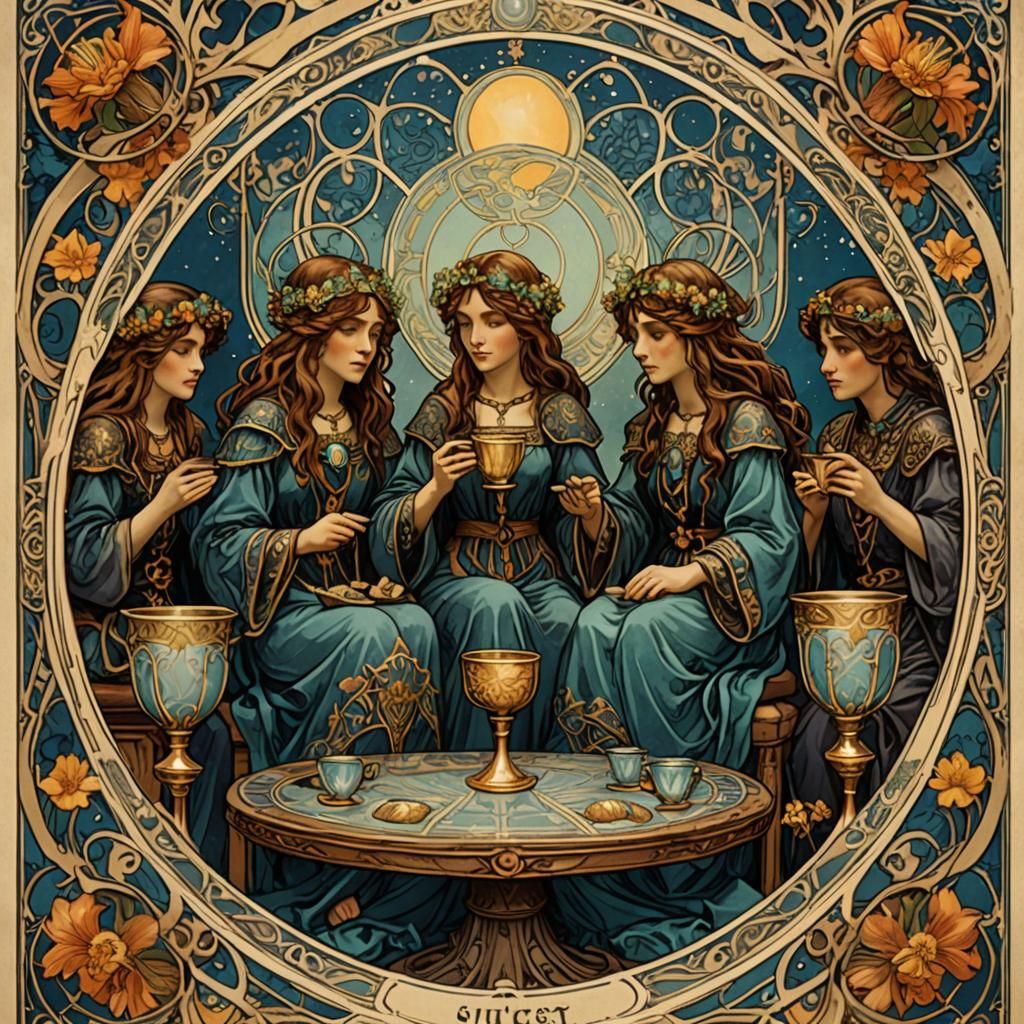 Seven of Cups, Alphonse Mucha style - AI Generated Artwork - NightCafe ...