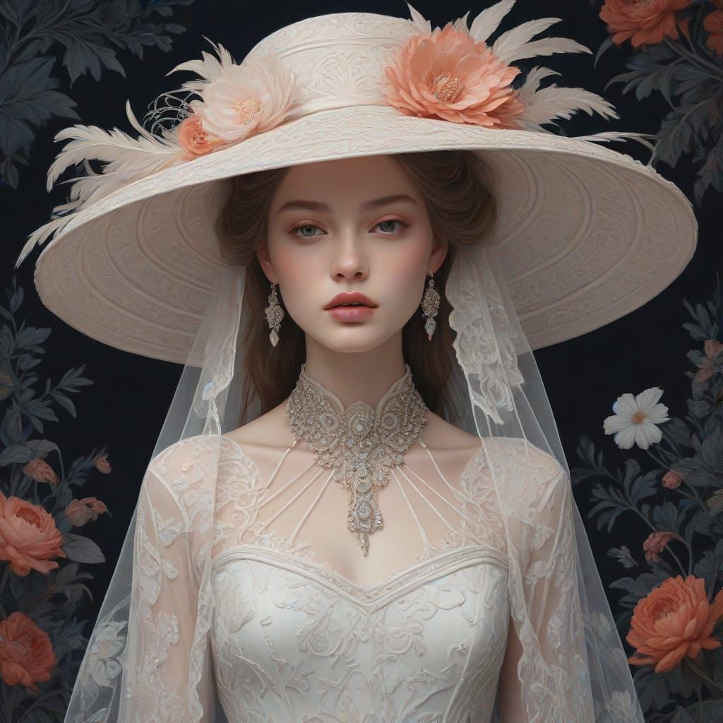 Ethereal Bohemian Goddess in Whimsical Floral Embr... - AI Art