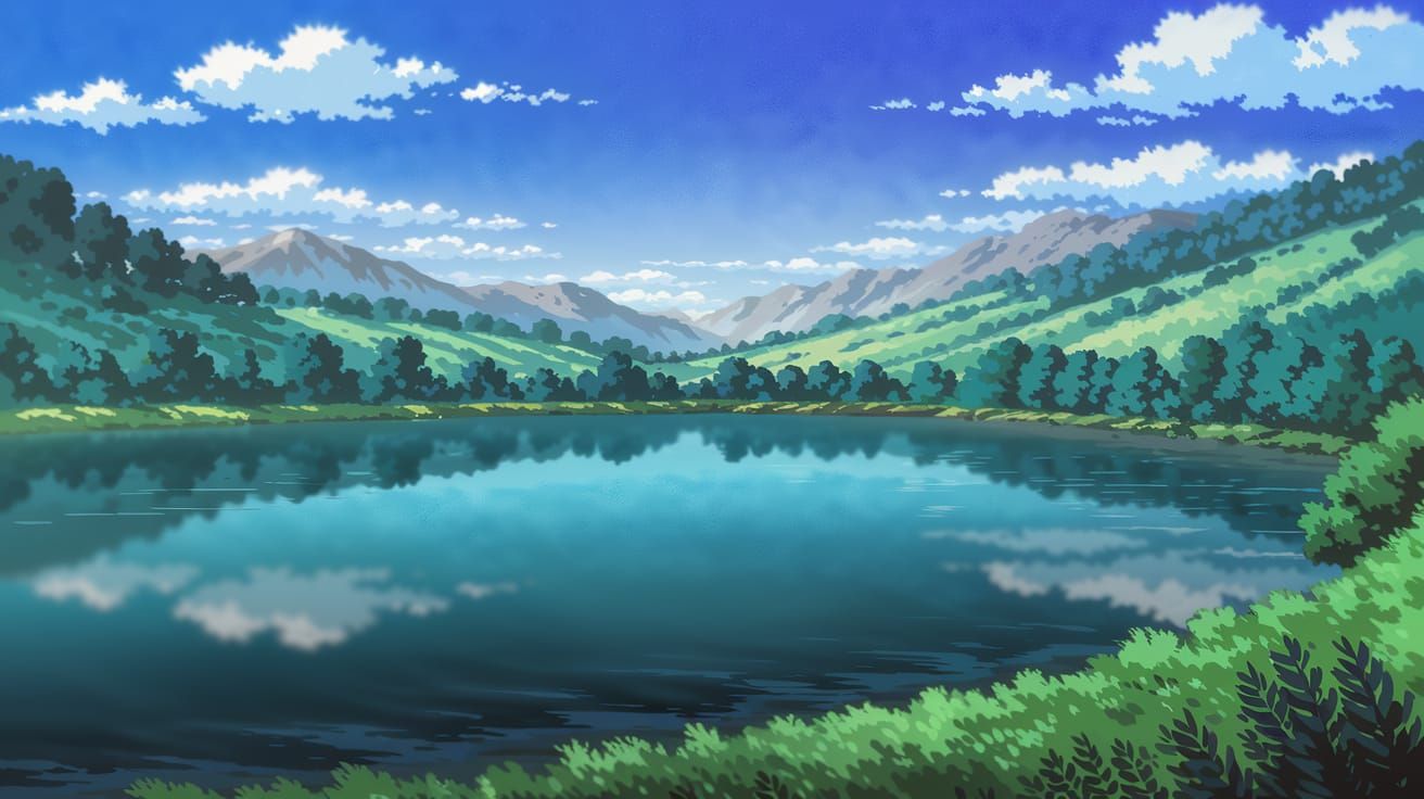 Lake in a valley landscape - Mountain Lake Landscape in Sere...