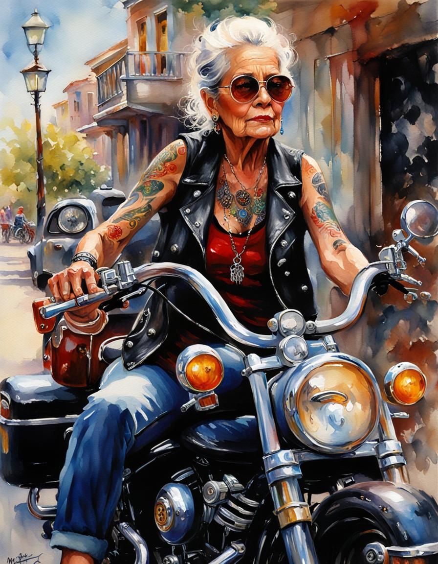 Rocker Granny - AI Generated Artwork - NightCafe Creator
