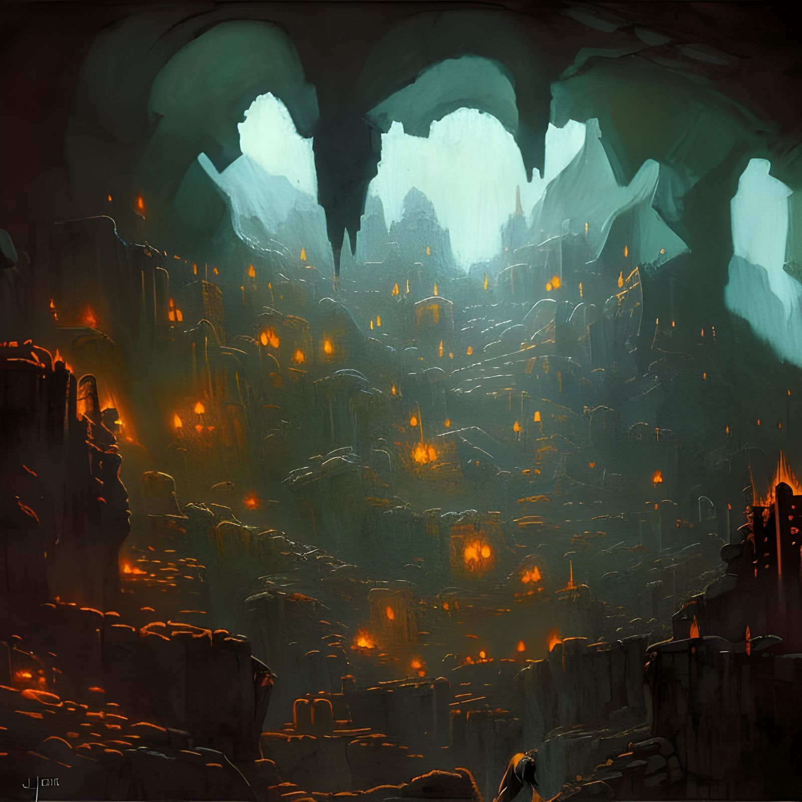 Dwarves mining in a cave - AI Generated Artwork - NightCafe Creator
