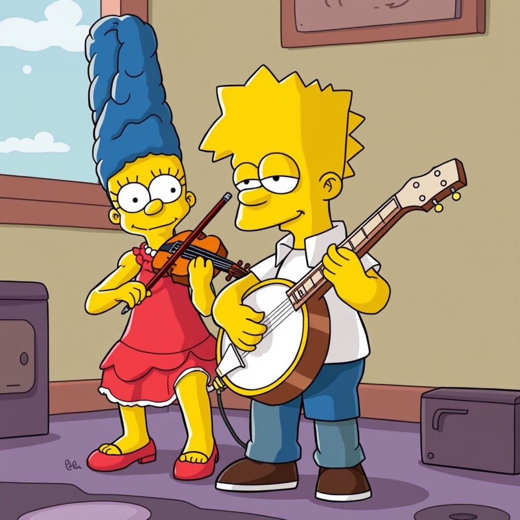 Simpsons Playing Fiddle and Banjo - Simpsons Play Bluegrass ...