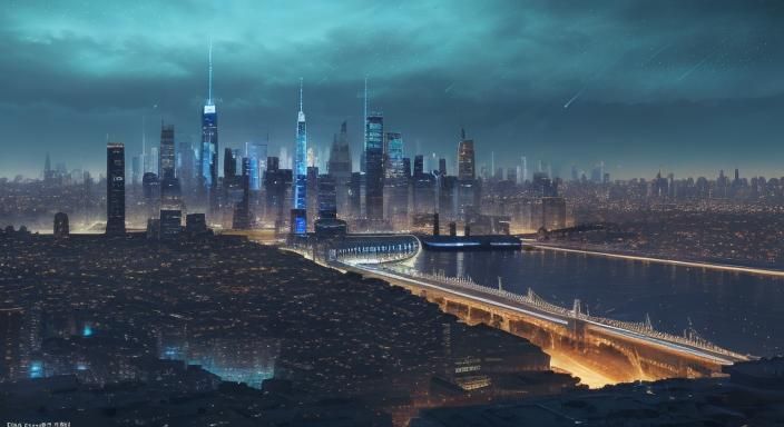 Skyline of a foreign City on Planet Neptune - AI Generated Artwork ...