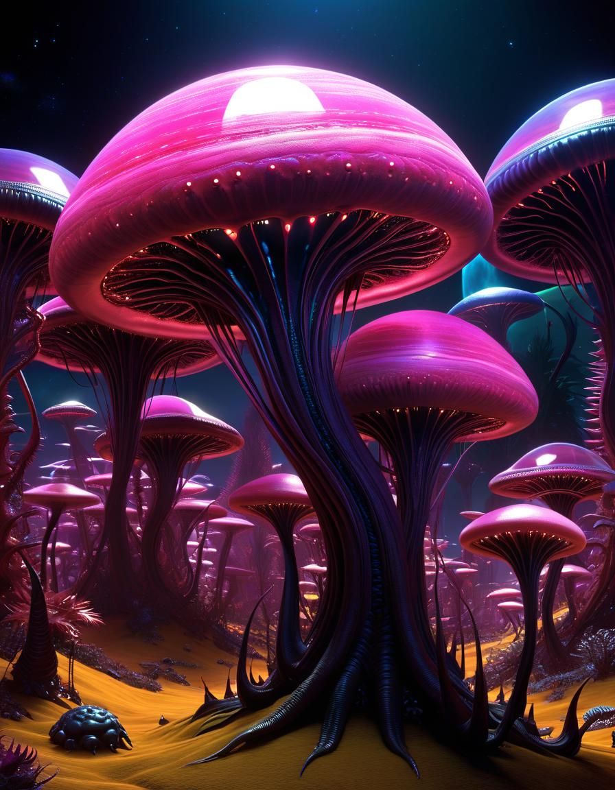 Alien shrooms - AI Generated Artwork - NightCafe Creator