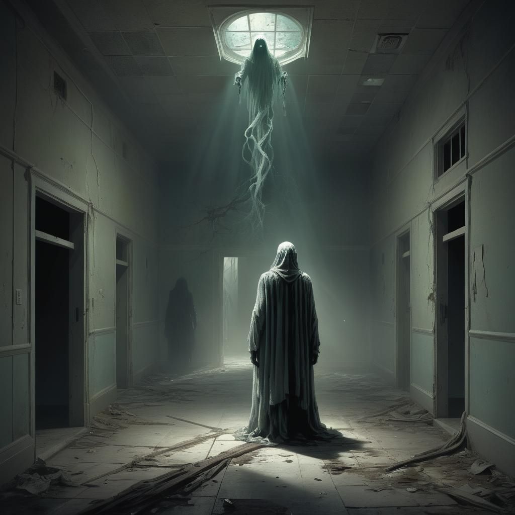 Ethereal Entity Haunts Forgotten Asylum - AI Art