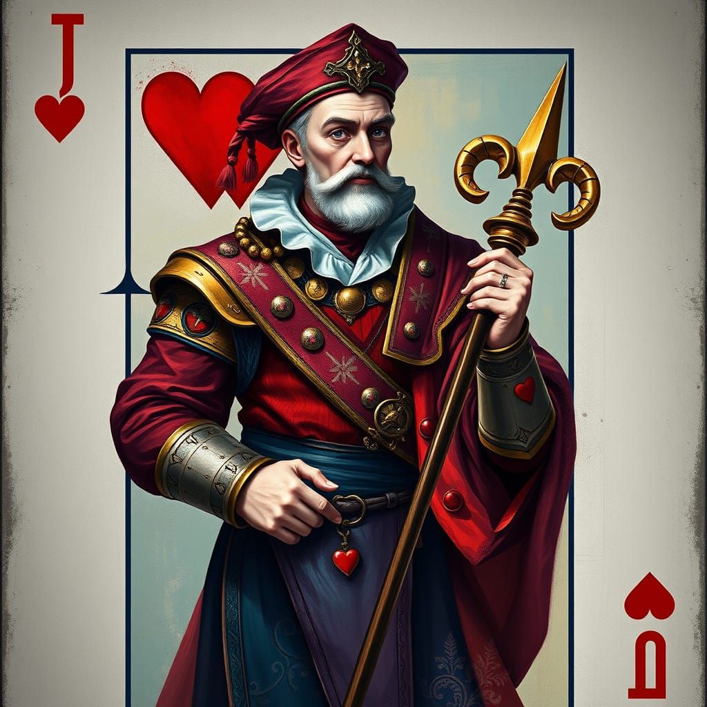 Medieval Knight of Hearts in Vibrant Colors - AI Art