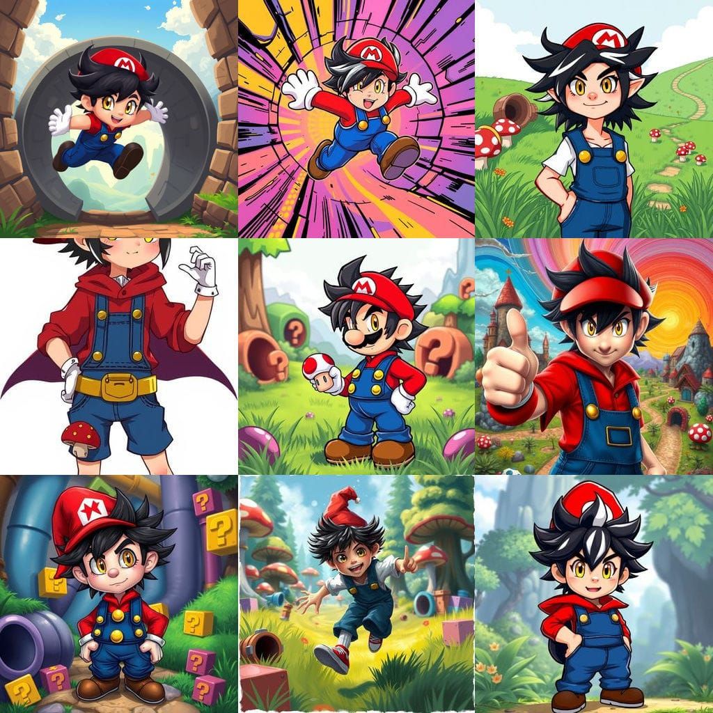 Vali Ravenclaw as a male Super Mario Bros character with black and ...