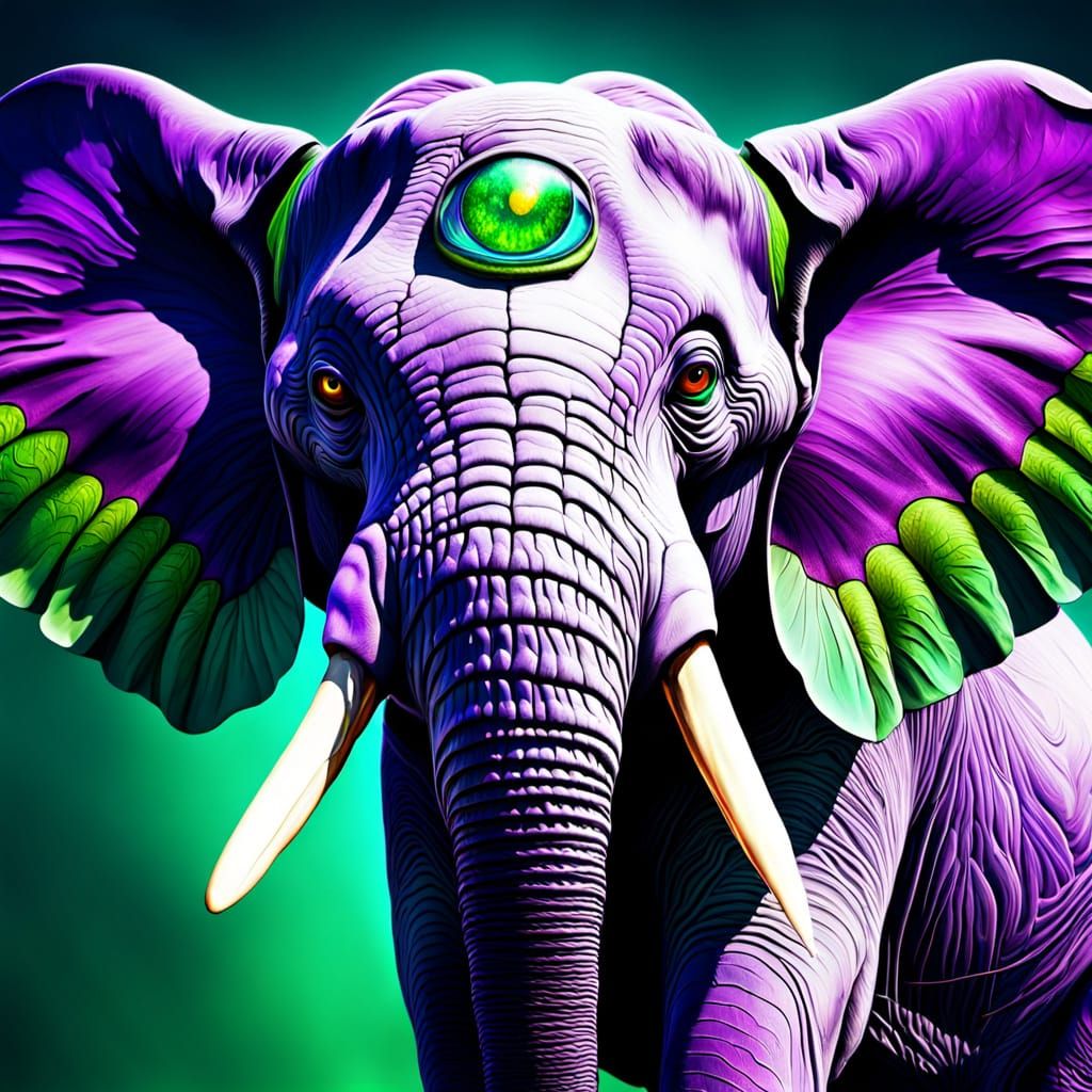 Butterfly Elephant - Surreal Elephant with Insect Eyes and W...
