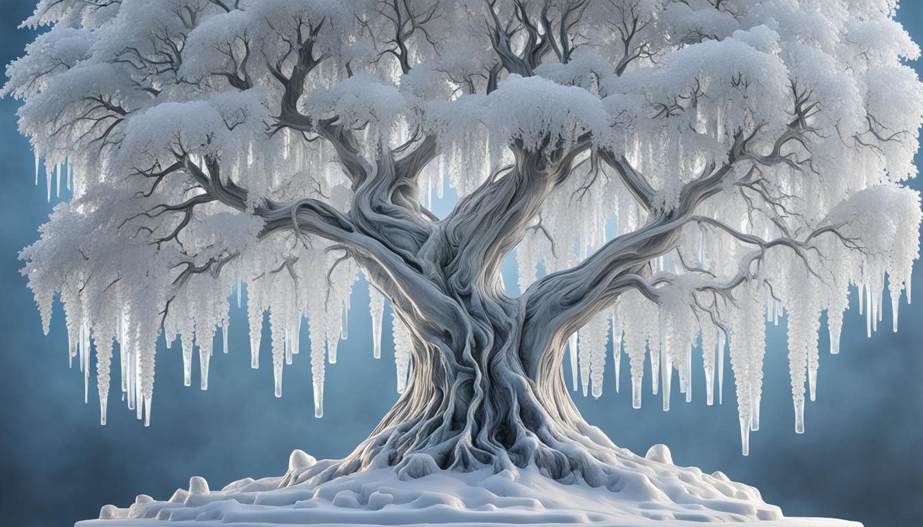 ice sculpture of a elm tree - AI Generated Artwork - NightCafe Creator