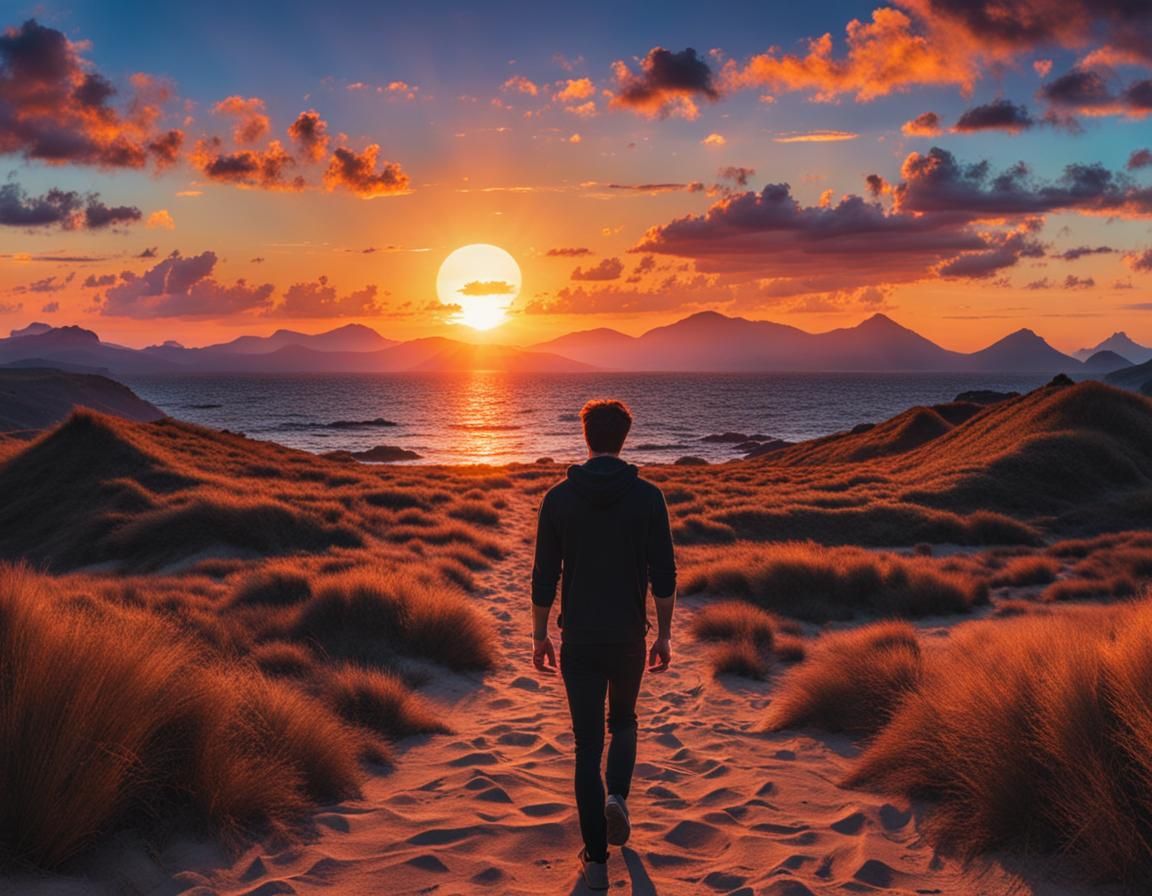 MatPat walking into the sunset - AI Generated Artwork - NightCafe Creator