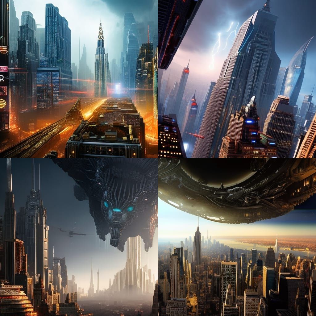 Alien invasion of New York Epic cinematic brilliant stunning intricate ...