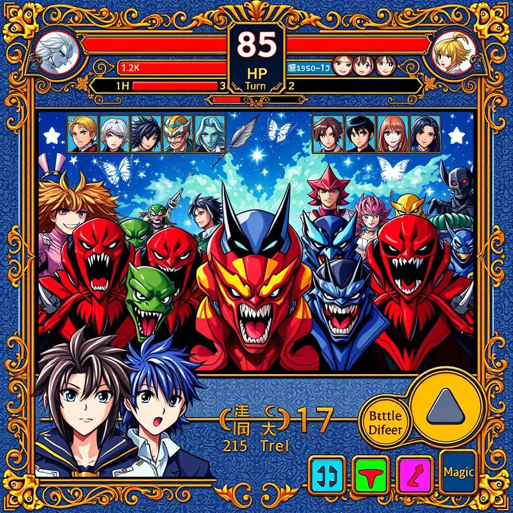 Japanese High School JRPG Battle Screen in 16-bit ... - AI Art