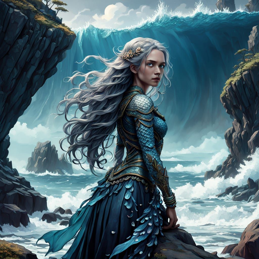 Mystical Siren Singer in Dreamlike Oceanic Scene - AI Art