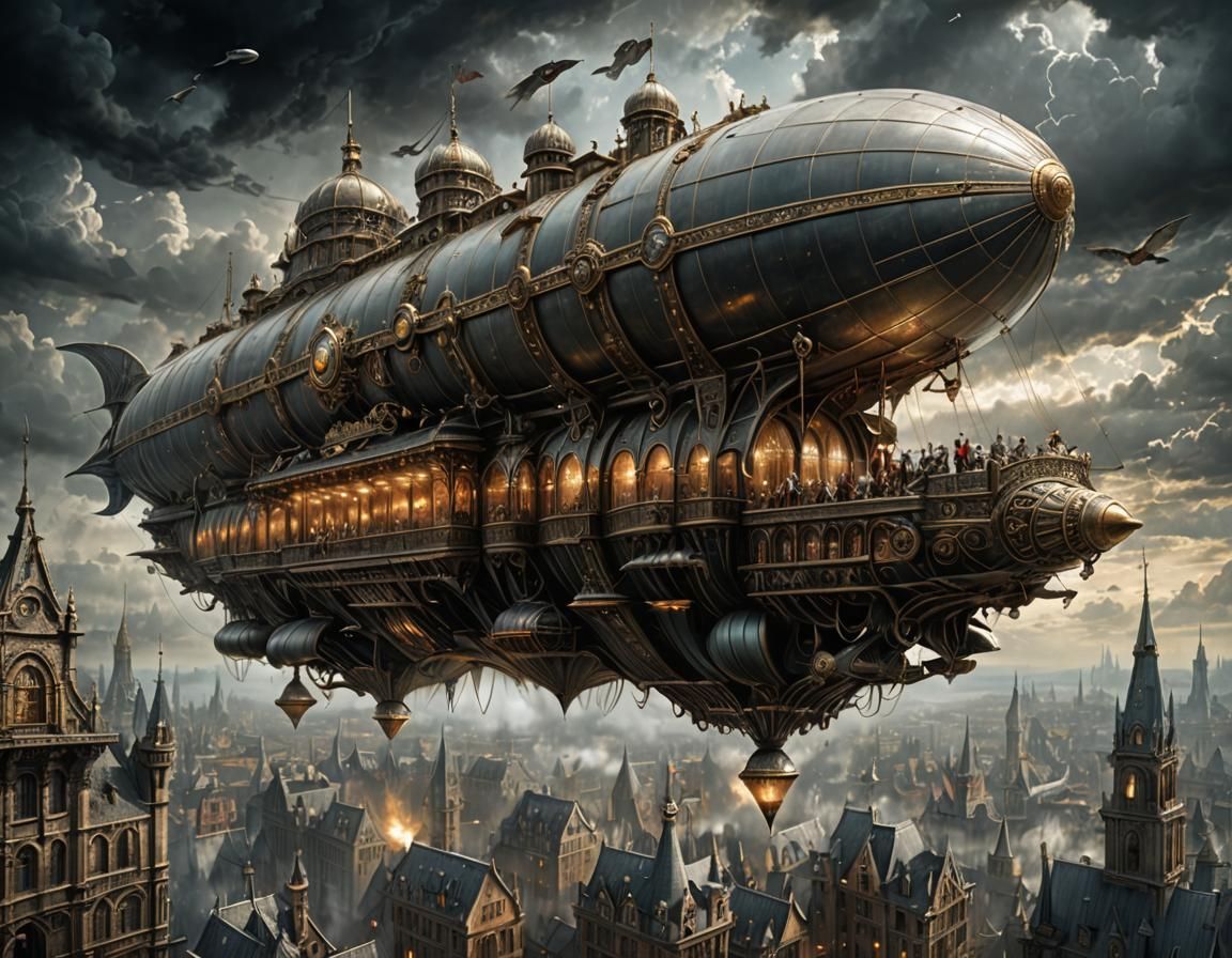 Steampunk Zeppelin - AI Generated Artwork - NightCafe Creator