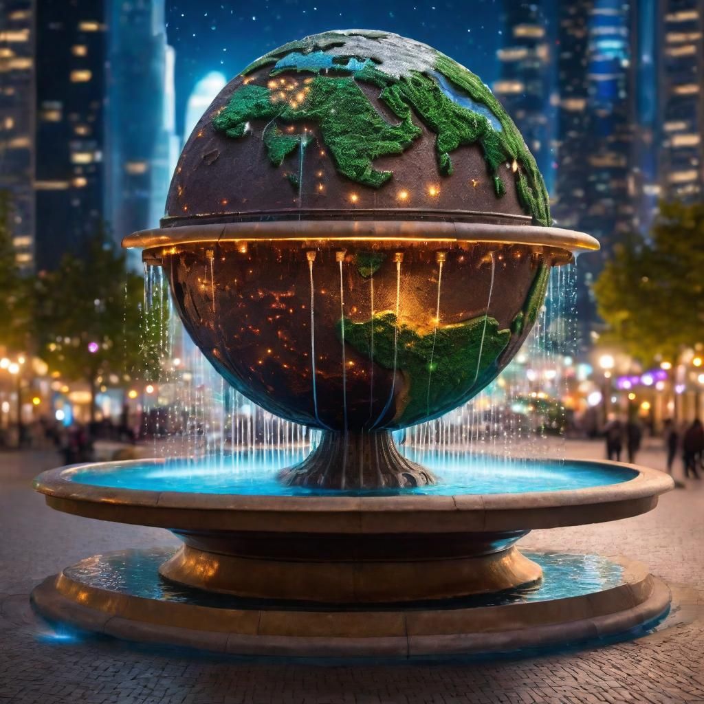 Globe Fountain - AI Generated Artwork - NightCafe Creator