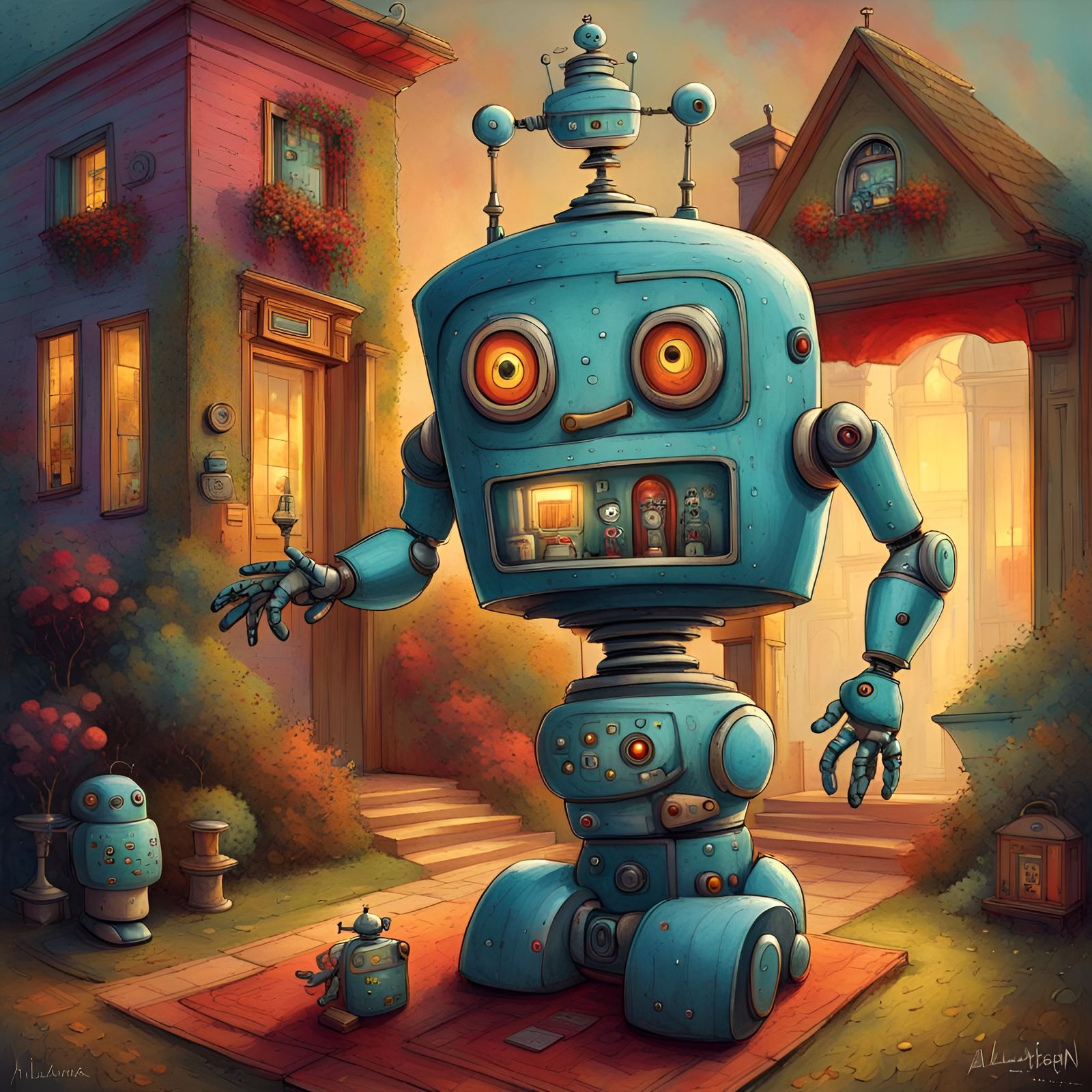 Robbie, the friendly majordomo, is assigning tasks to the robo-butlers ...