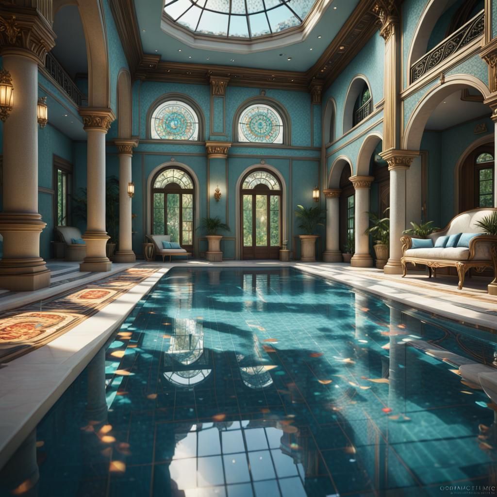 Indoor pool - AI Generated Artwork - NightCafe Creator