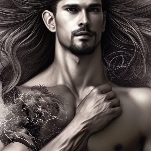 highly intricately detailed portrait of a fire dragon handsome man ...