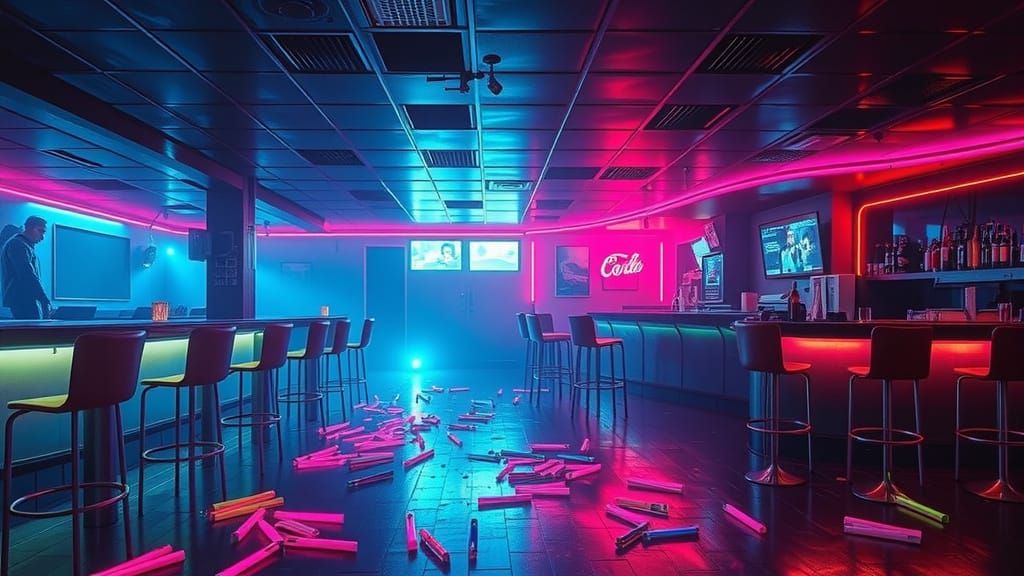 Early 2000s nostalgic empty bar & night club