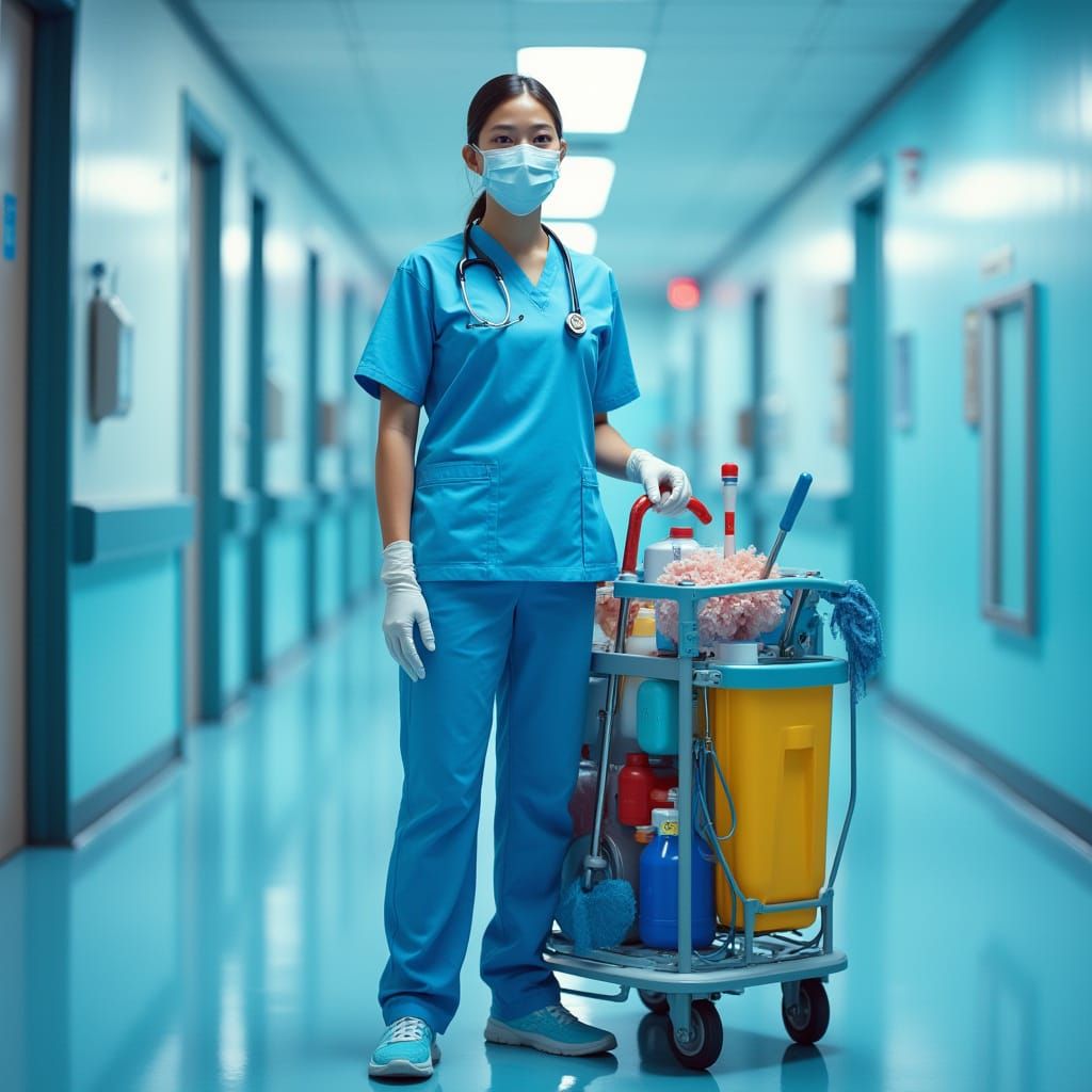 Vigilant Healthcare Worker in Futuristic Hospital ... - AI Art