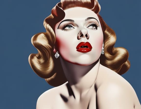 Scarlett Johansson, in the style of Alberto Vargas - AI Generated ...