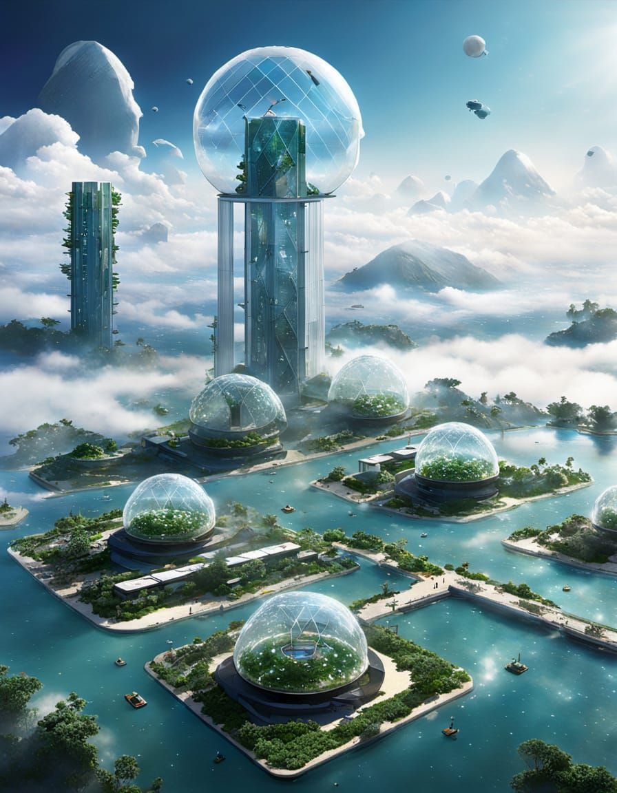 Aeternum City Soars Above the Pacific Clouds in a ... - AI Art
