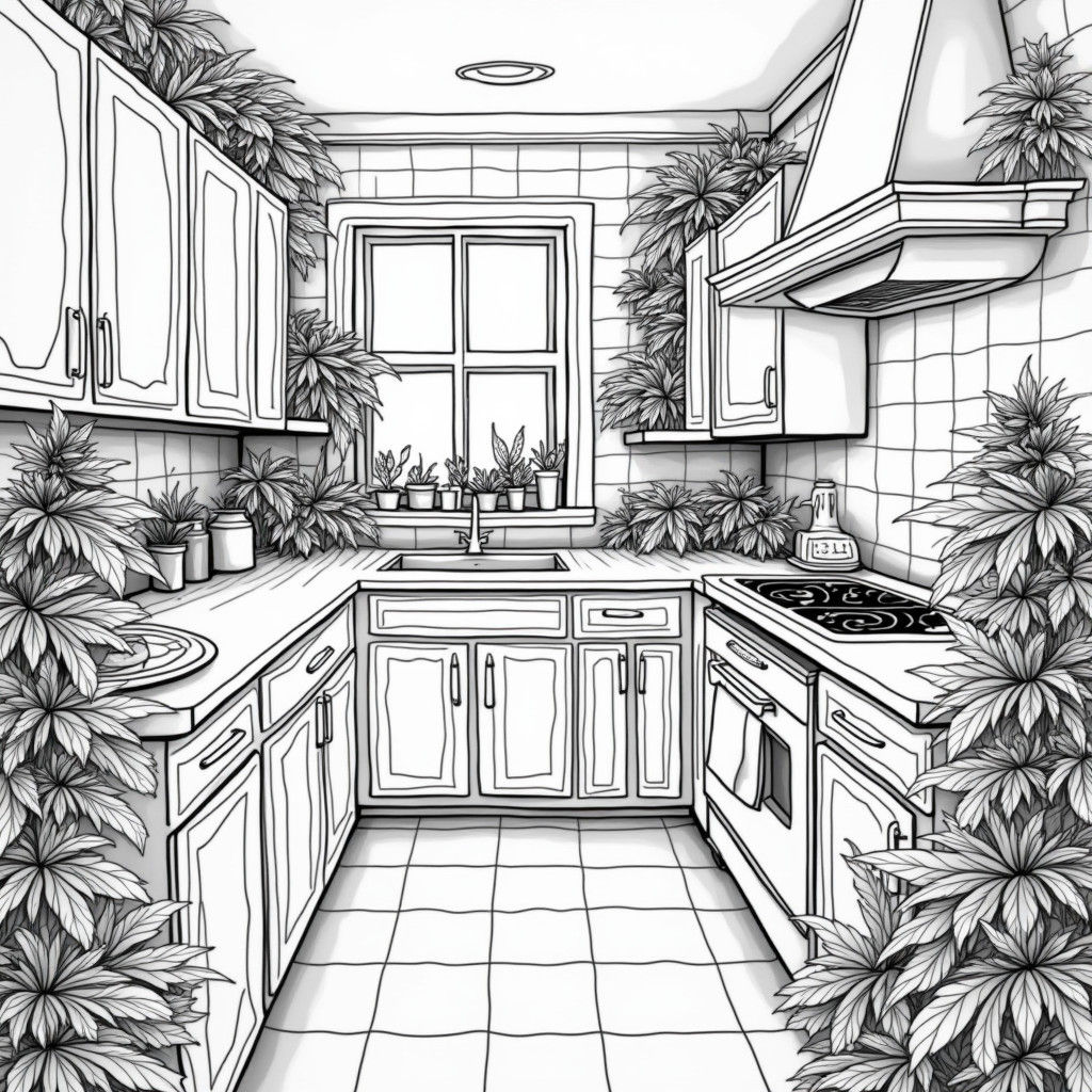Surreal Kitchen Scene in Black and White Comic Boo... - AI Art