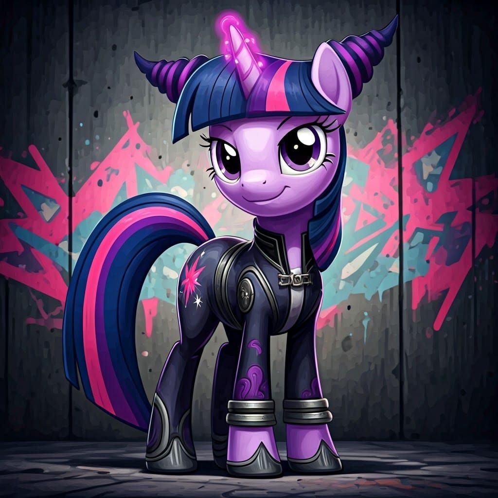 Electric Pony Warrior in Street Fighter Attire, Ur... - AI Art