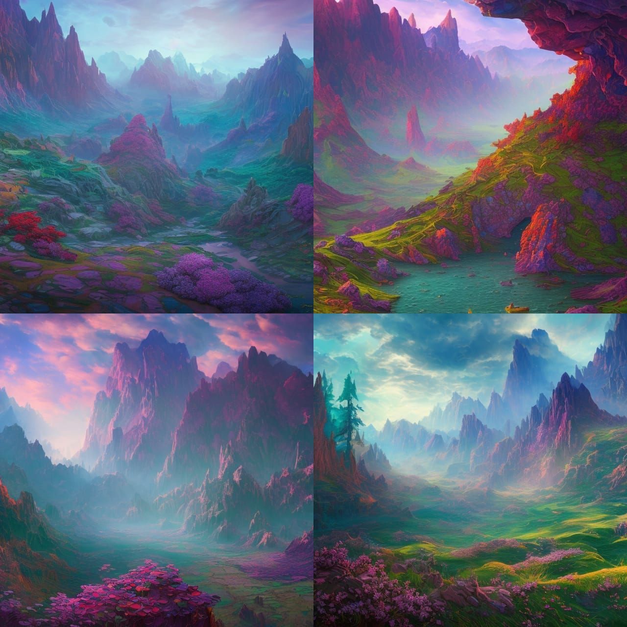 Stunningly beautiful landscape, by Erin Hanson, [detailed matte painting, deep color ...