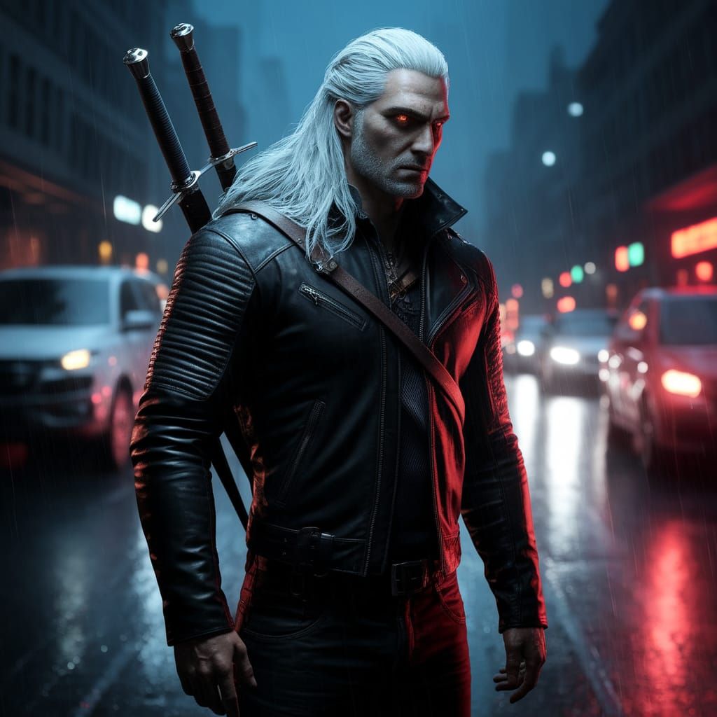 A hyper-realistic image of Geralt of Rivia from The Witcher, but ...