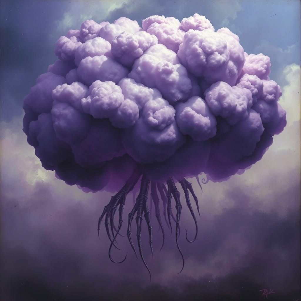 the purple cloud of death - Dark Biomechanical Cloudscape in...