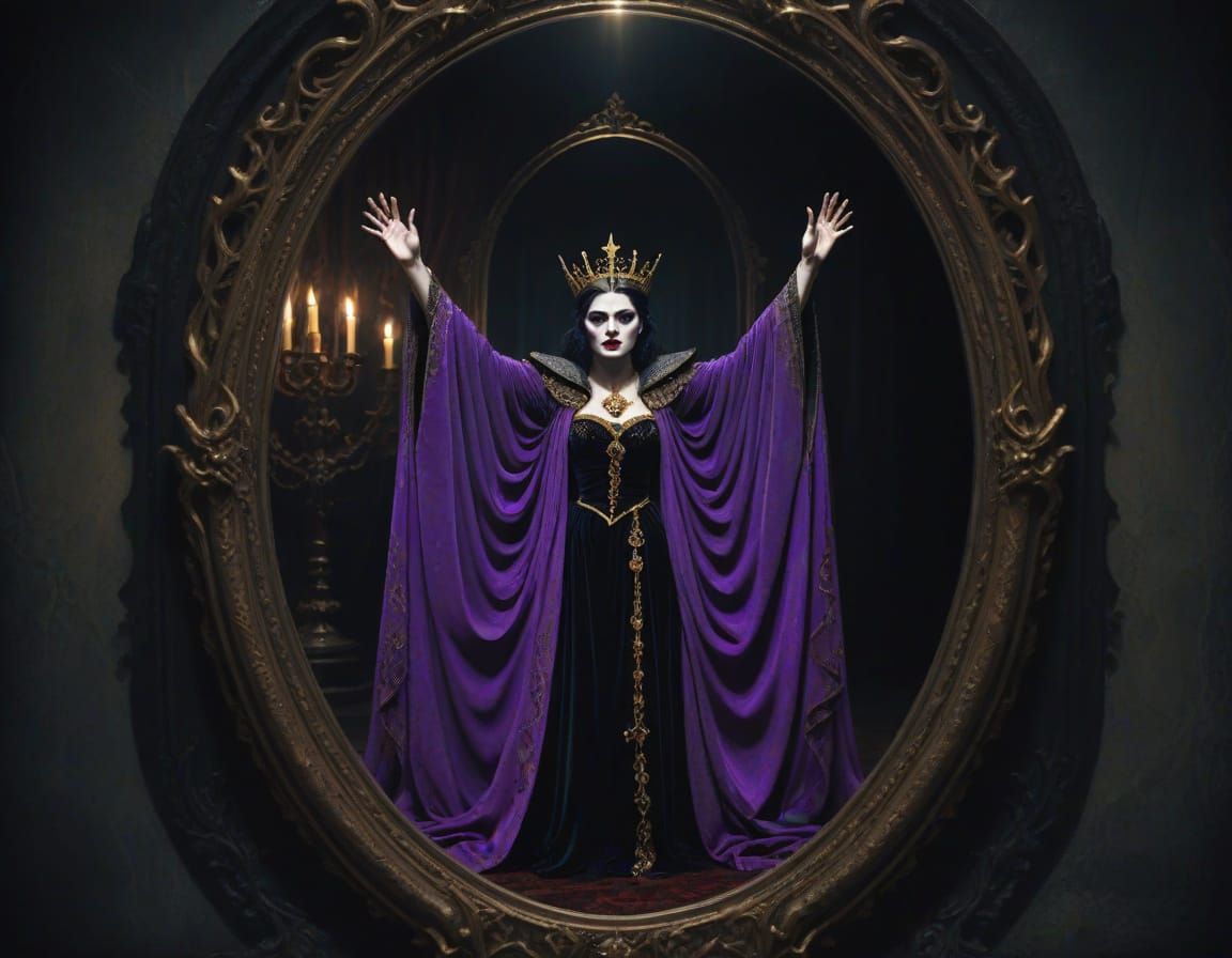 Evil Queen summoning the Magic Mirror from Snow White and the Seven ...