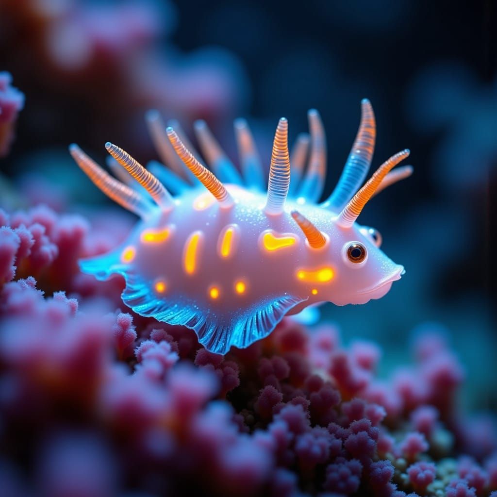 Macro photograph of a translucent sea slug