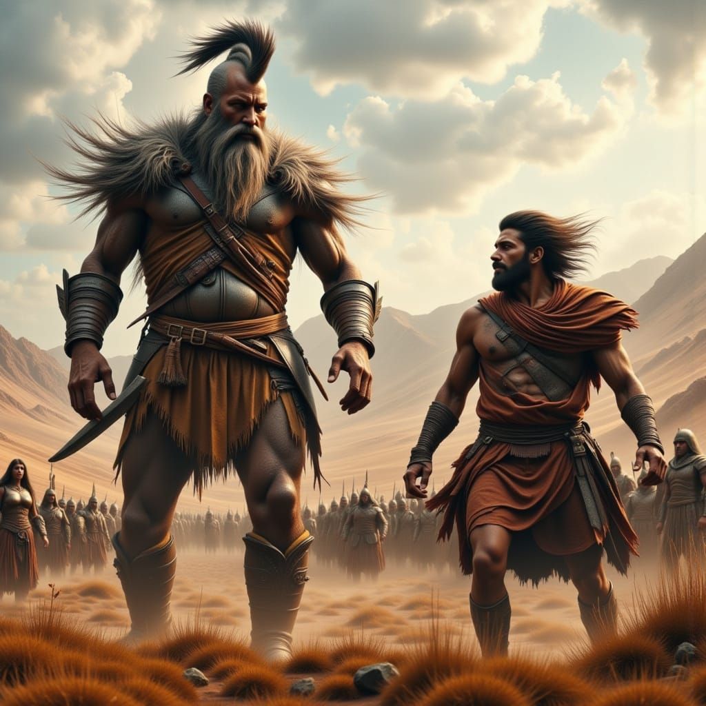 David Prepares To Face Goliath - David and Goliath Face Off:...