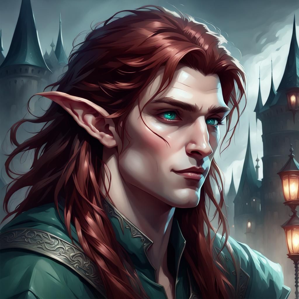 cute, male elf, young, vampire, clean shaven, beautiful, tall, ethereal ...