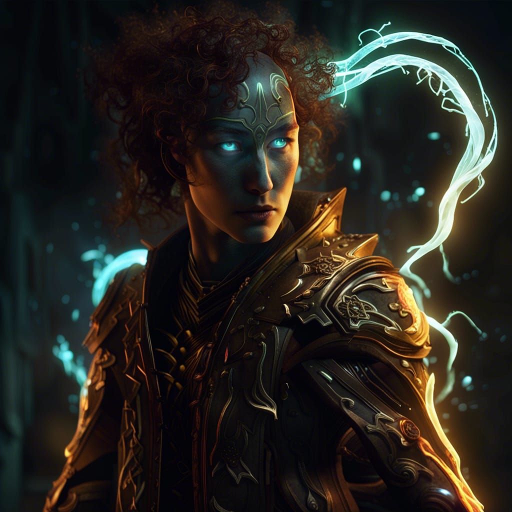 A character with glowing tendrils from an object show - AI Generated ...