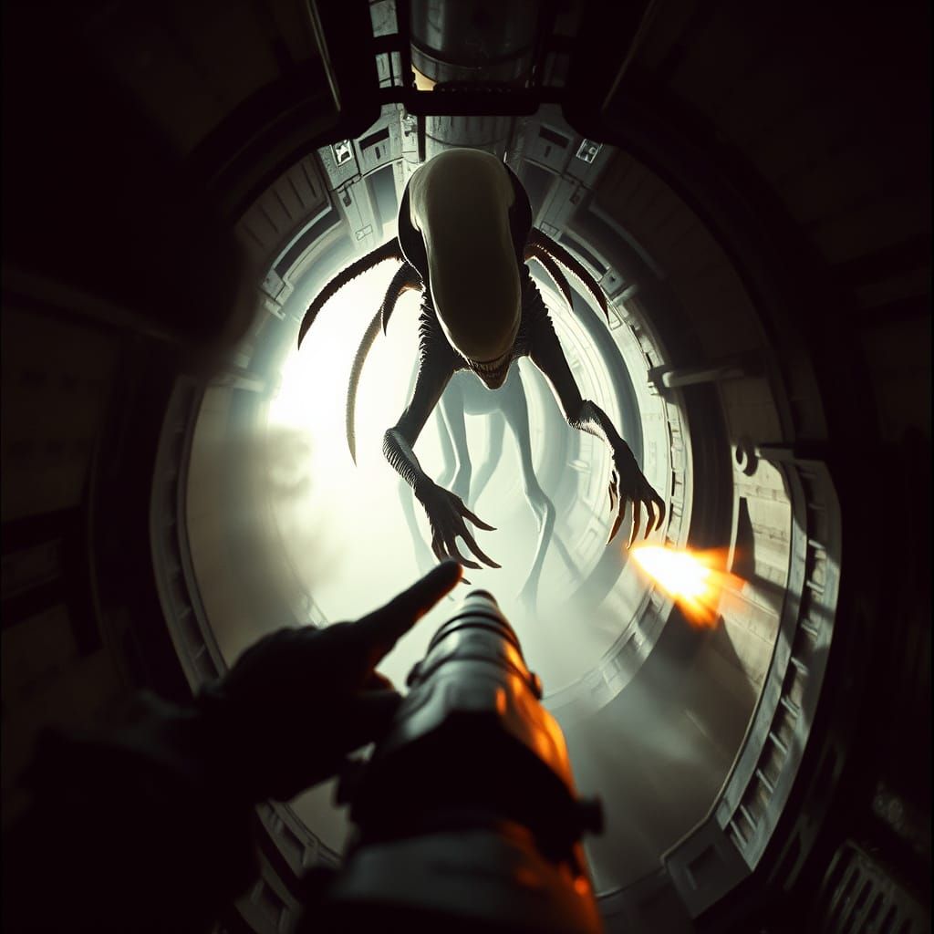 Aliens in Mega-Starship Ventilation Ducts: Cinemat... - AI Art
