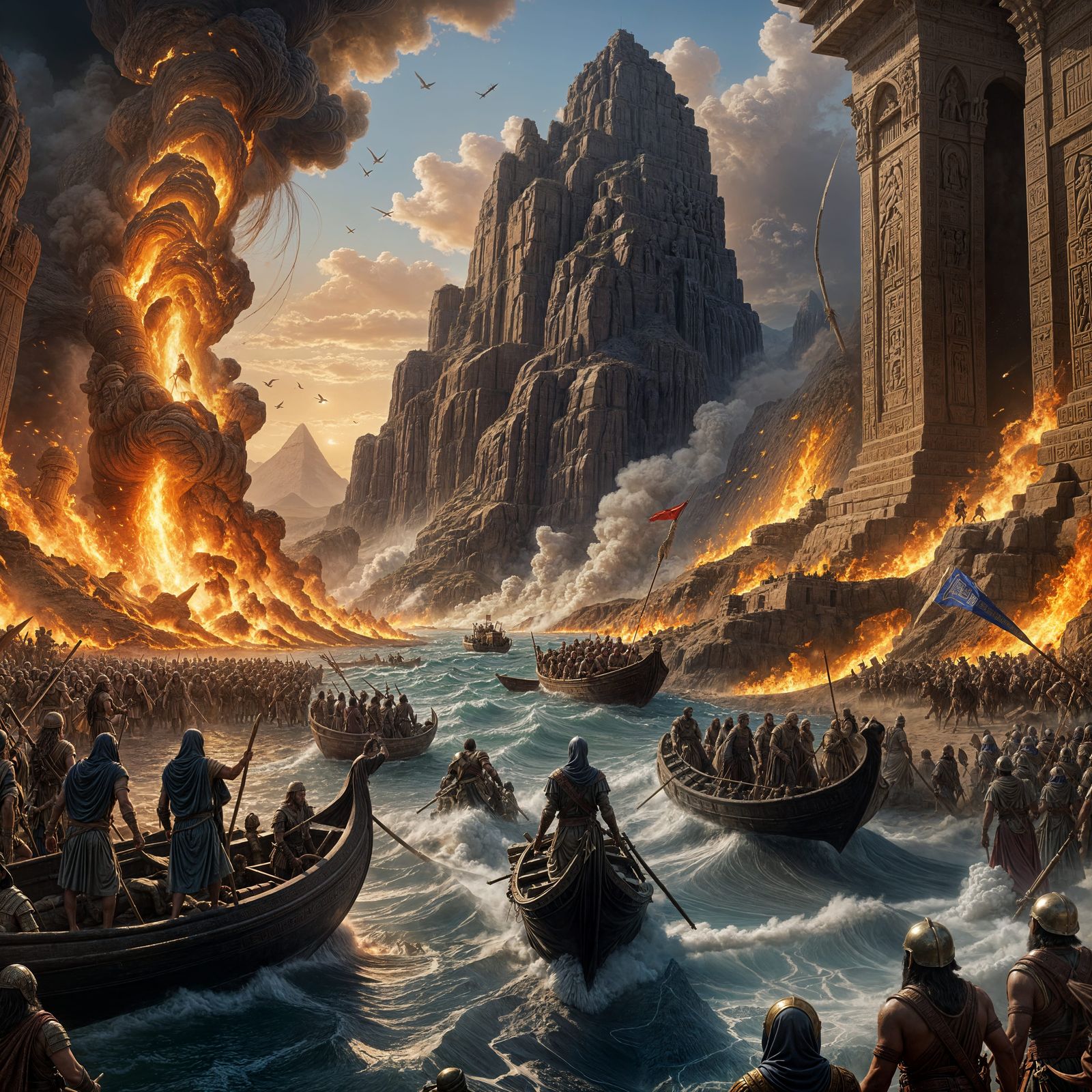Moses Parting the Reed Sea in Splendid Detail - AI Art