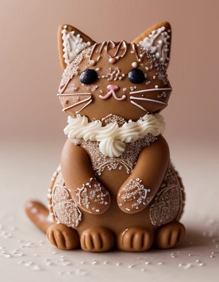 Cat, edible - Gingerbread Cat on Chic Surface