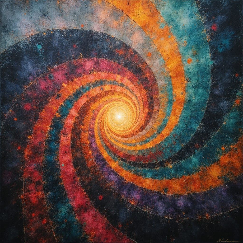 Abstract April Experiment - Sacred Geometry Bloom in Charco...