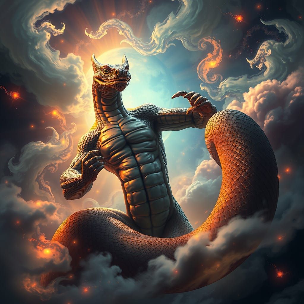 What a Snake - Heroic Snake Emerges from Ethereal Mist
