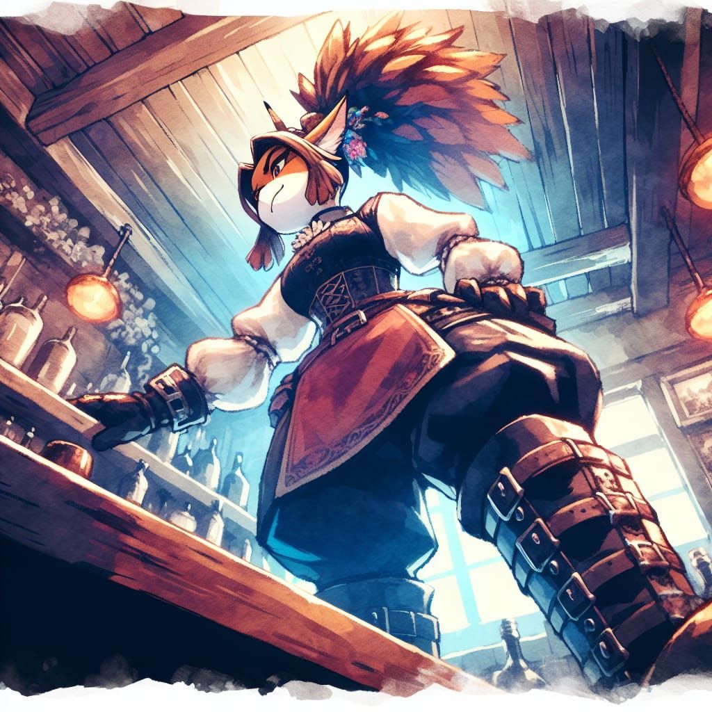 L'il Big Bartender - Anthropomorphic Cow Bartender in Mediev...