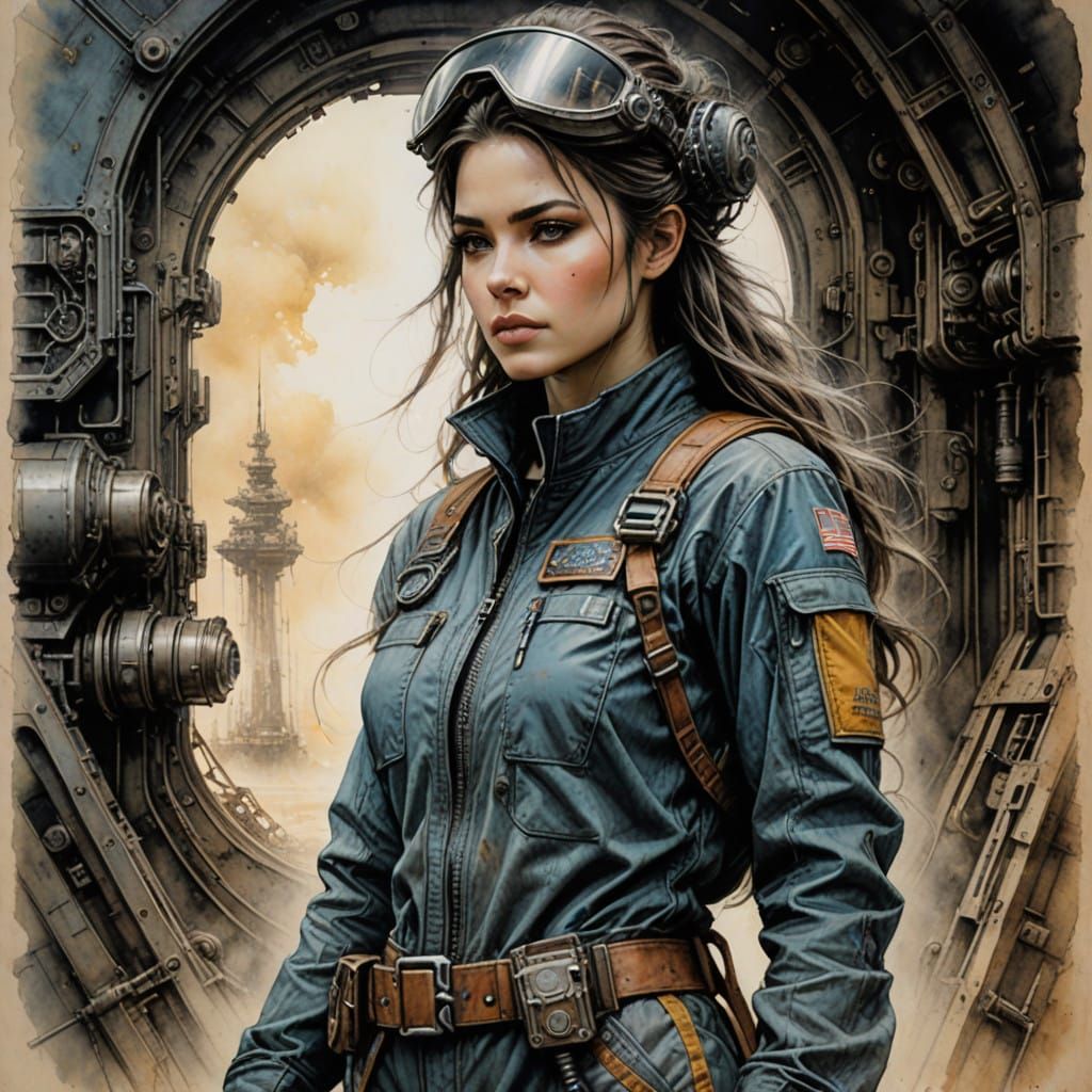Jade Gange, Starship Engineer - Retro-Futuristic Starship En...