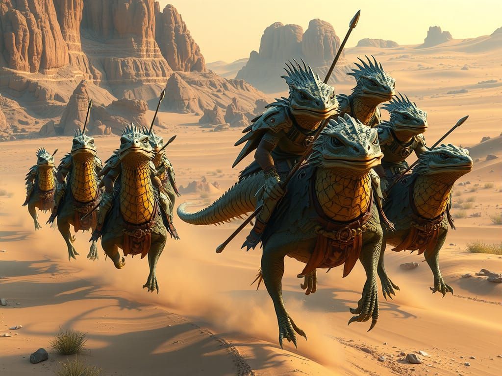 The charge - Lizard Warriors Ride Armored Roadrunners into ...