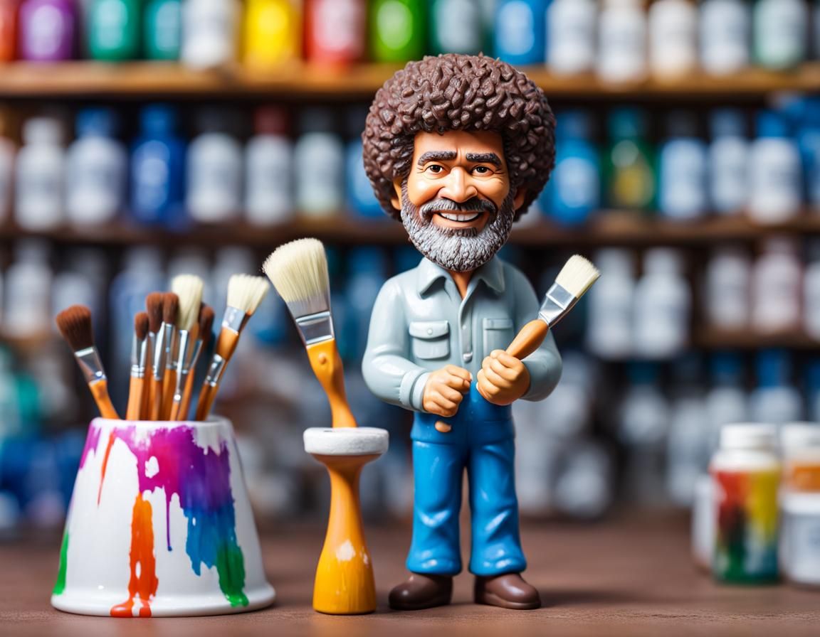 The Happy Little Bob Ross Bobblehead - AI Generated Artwork - NightCafe ...