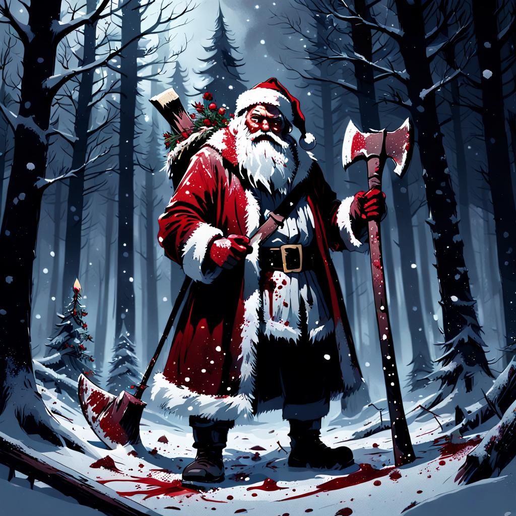 Blood Horror Christmas Santa - Ominous Christmas Santa Amids...