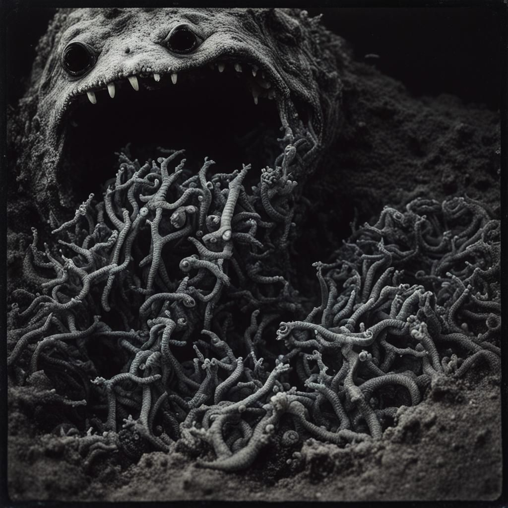 Polaroid of marinas trench deep sea pustules and warts cosmic eldritch ...