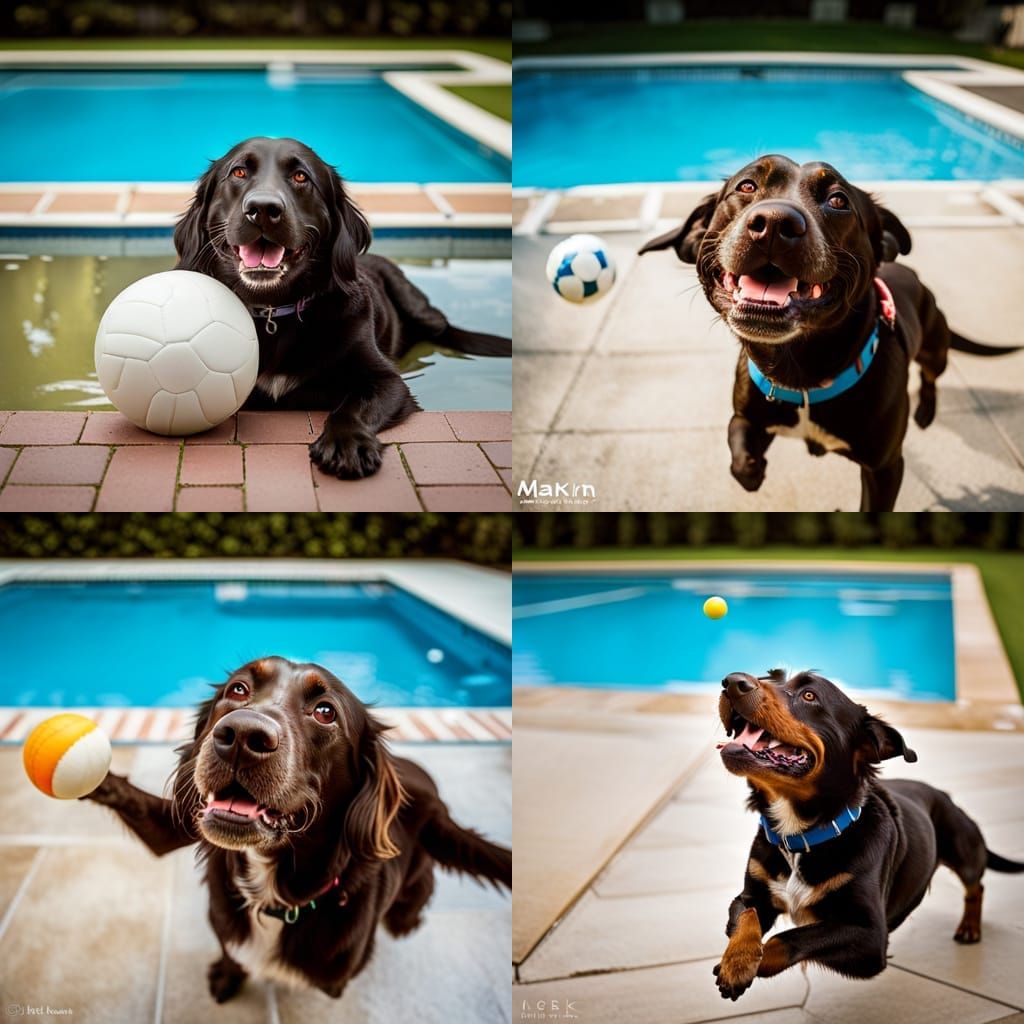 Dog is playing in the backyard with a ball - AI Generated Artwork ...