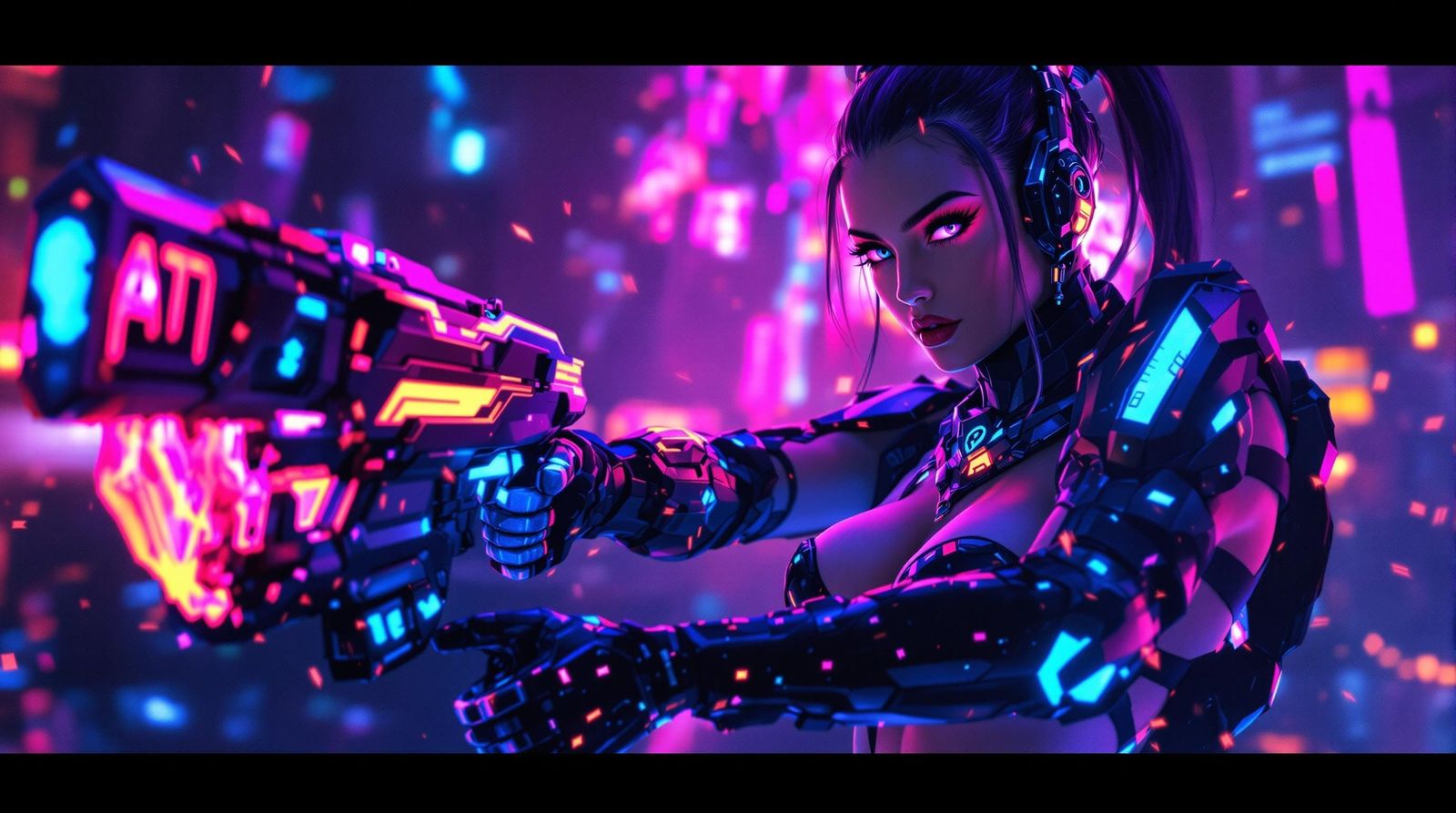 Ethereal Cyberpunk Princess Warrior in Exquisite H... - AI Art